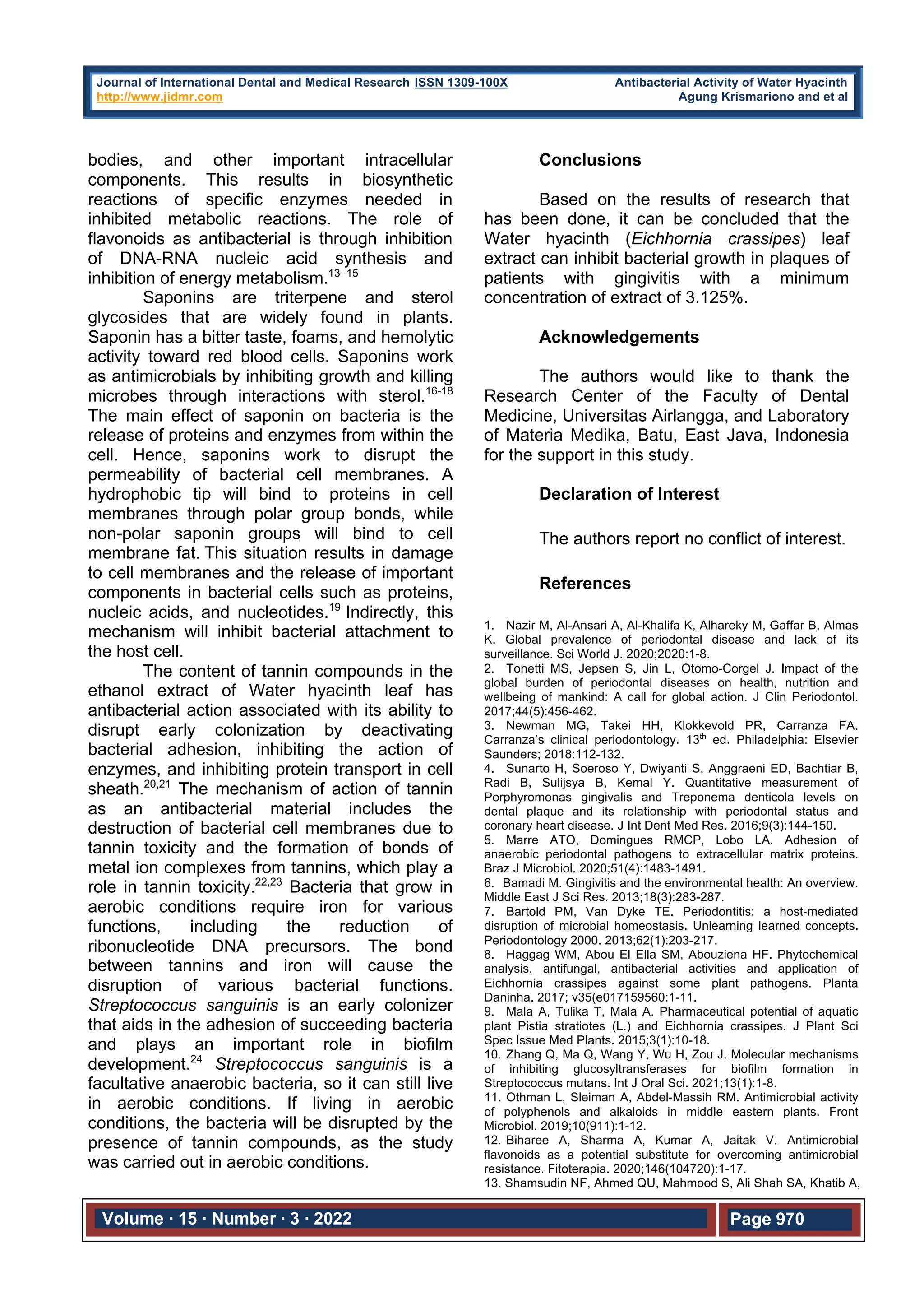 Antibacterial Activity of Water Hyacinth (Eichhornia Crassipes) Leaf ...
