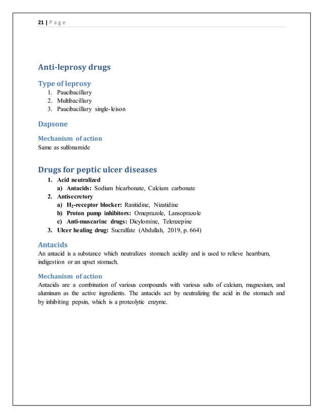 Antibacterial, antitubercular, anti leprosy, drugs for peptic ulcer diseases & their mechanism | PDF