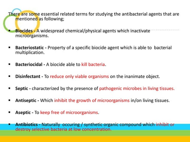 Antibacterial chemicals bactericidal and bacteriostatic agents | PPTX ...