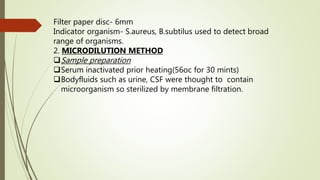 Antibiotic assay in blood and other body fluids | PPTX | Infectious ...