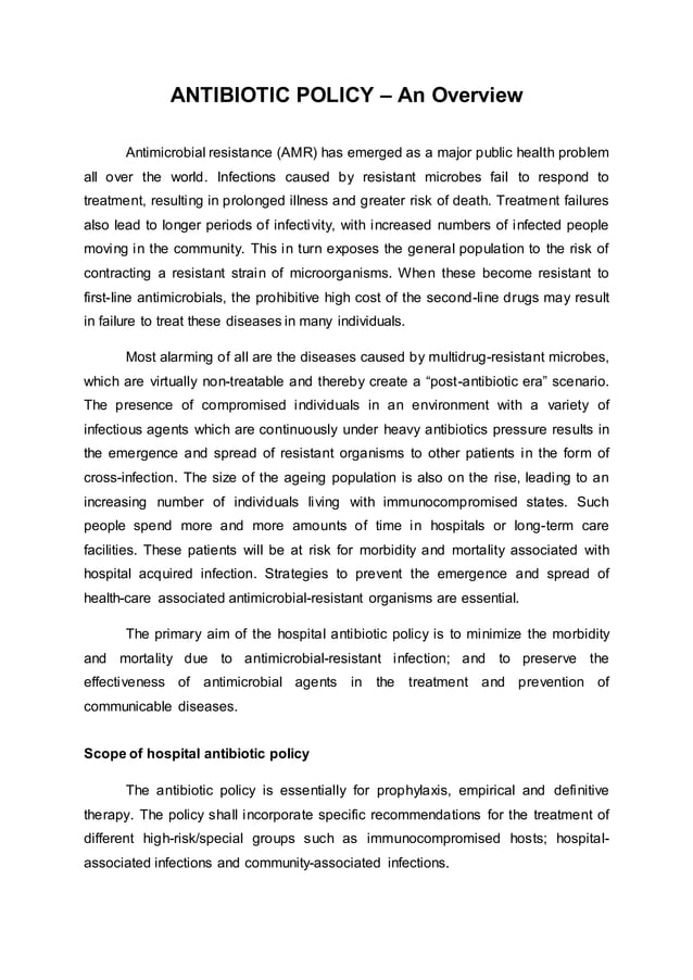 Antibiotic Policy - An Overview | DOCX