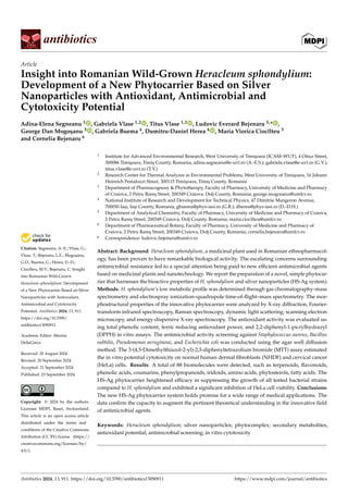 Insight into Romanian Wild-Grown Heracleum sphondylium: Development of ...