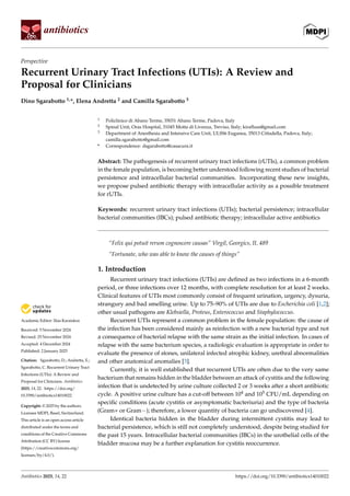Recurrente urinary tract infections a Review AND proposalfor clinicians ...