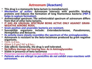 Antibiotics acting on cell wall 3 Carbapenems and Monobactums 03-05 ...
