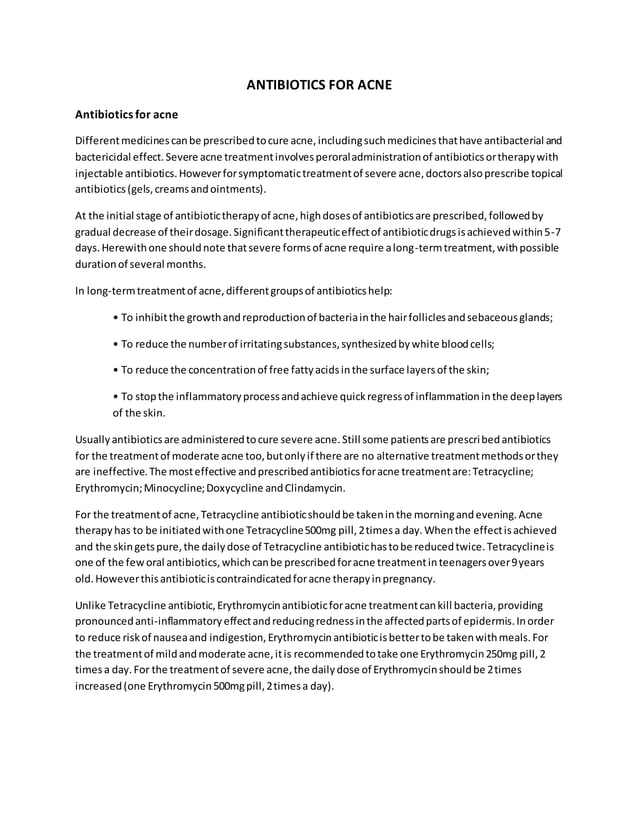 Antibiotics for acne | PDF