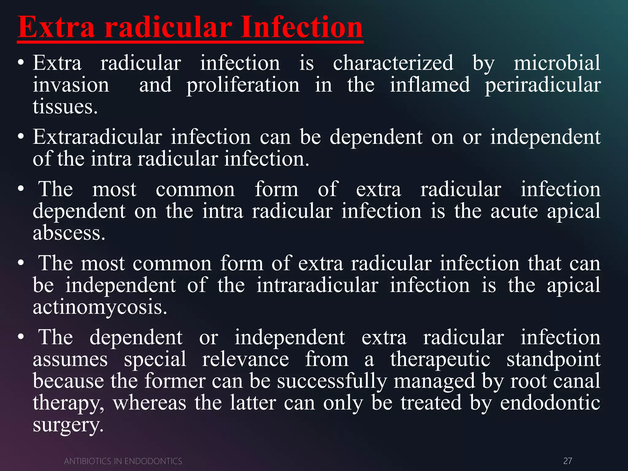 Antibiotics in endodontics | PPTX