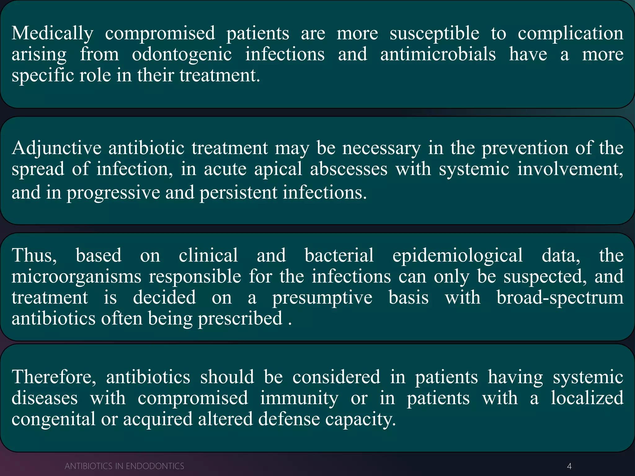 Antibiotics in endodontics | PPTX