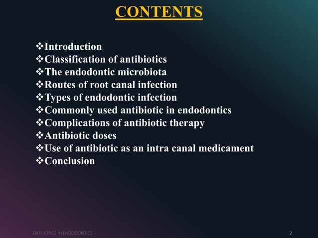 Antibiotics in endodontics | PPTX