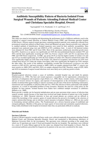 Antibiotic susceptibility pattern of bacteria isolated from | PDF | Infectious Diseases ...