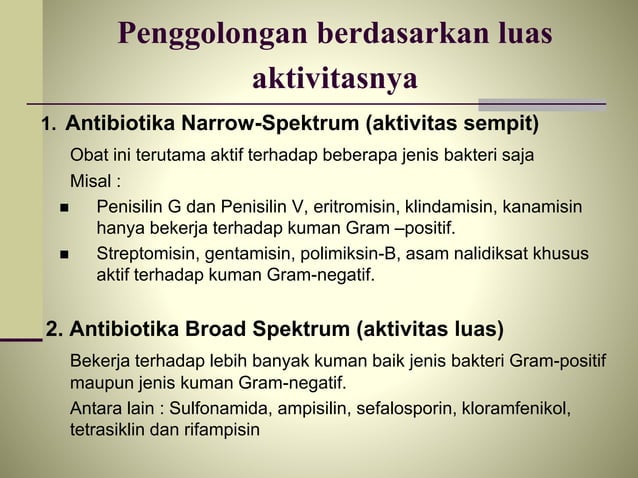 Antibiotik dan golongannya | PPTX