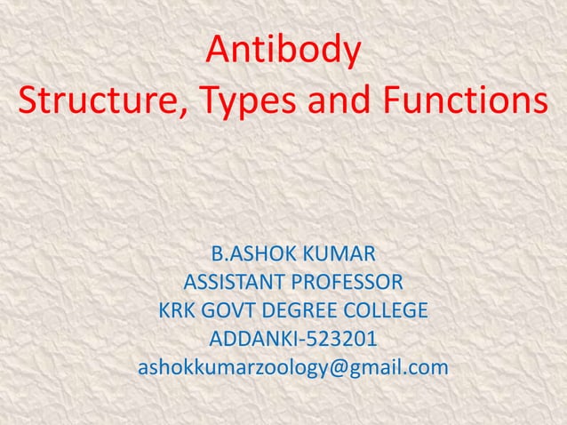 Antibodies and their types with functions | PPTX | Chemistry | Science
