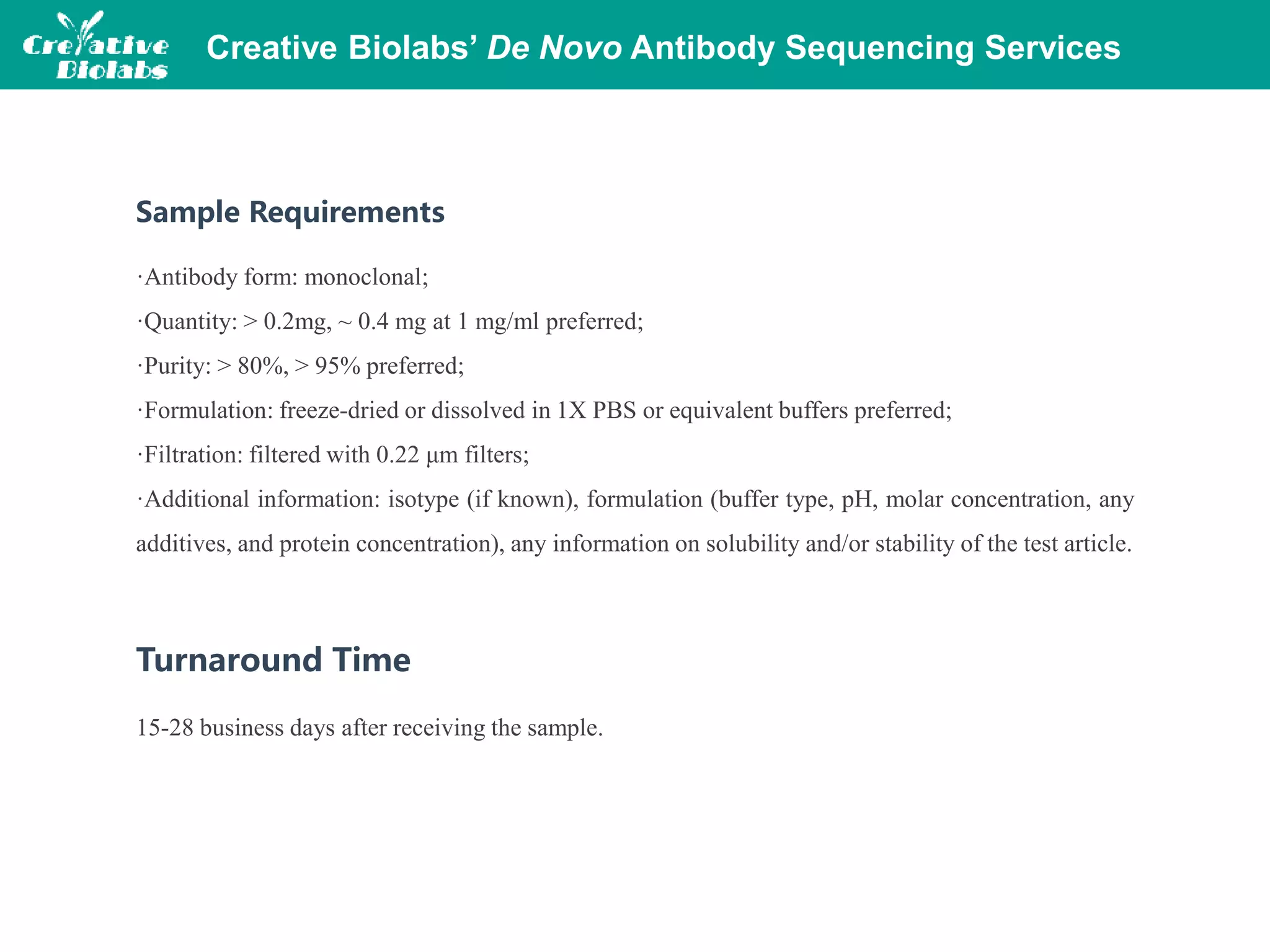 Antibody Sequencing Services - Creative Biolabs | PPT