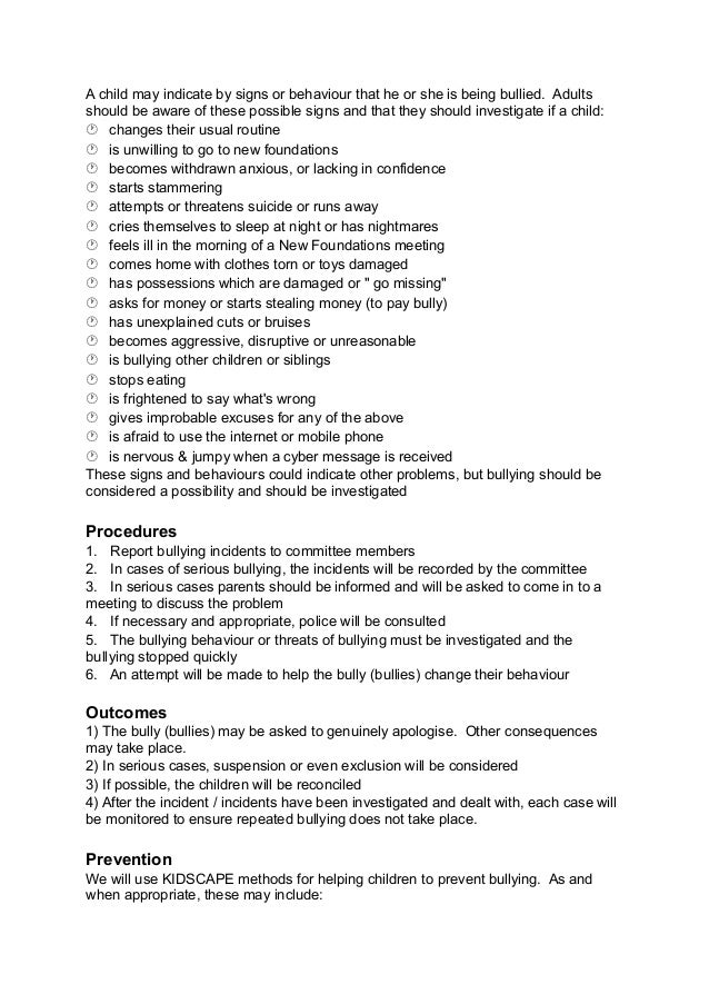 Anti bullying policy