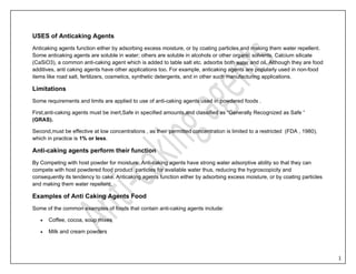 Anti Caking Agents | PPT