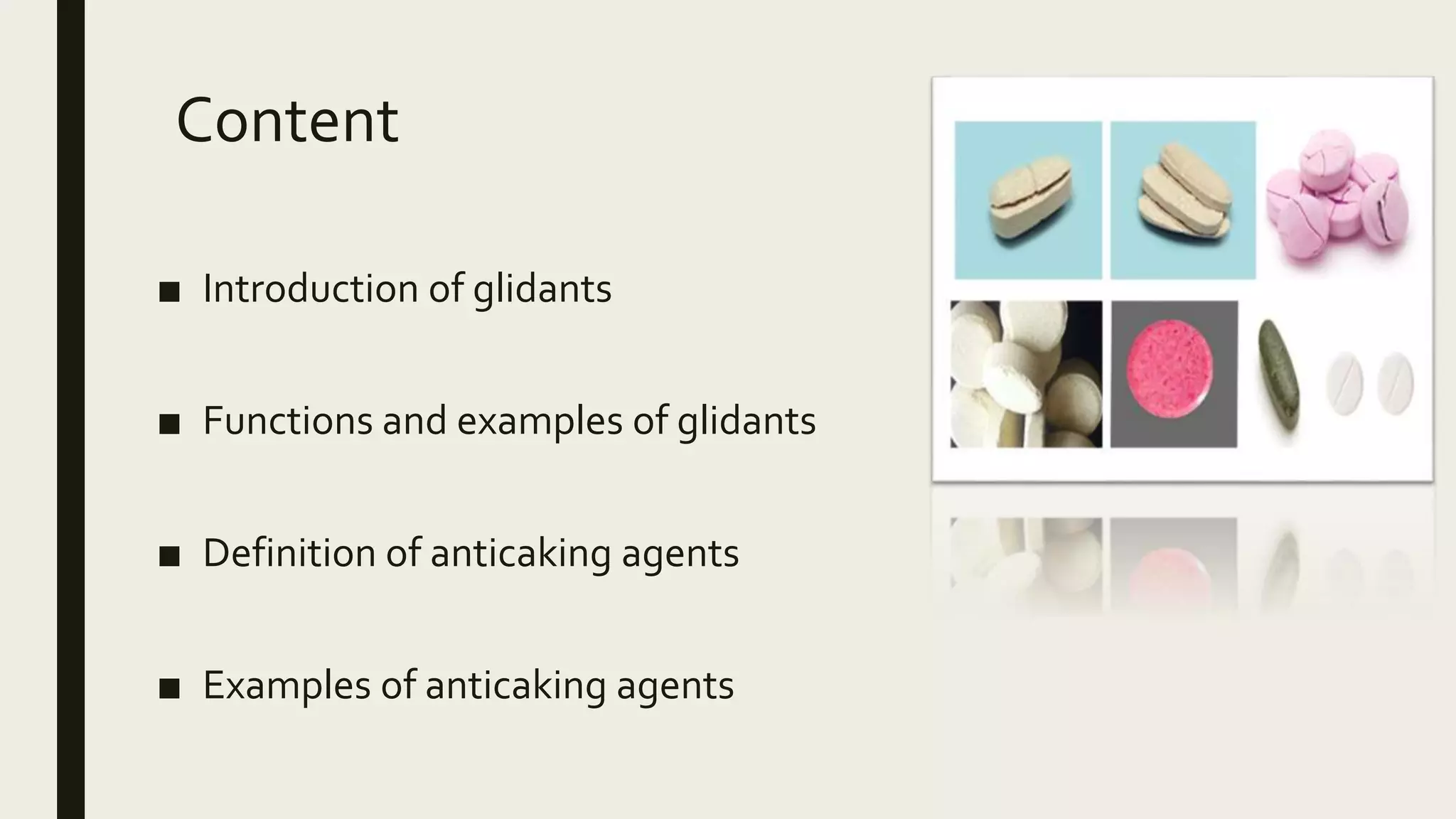 Anticaking agents and Glidants | PPTX
