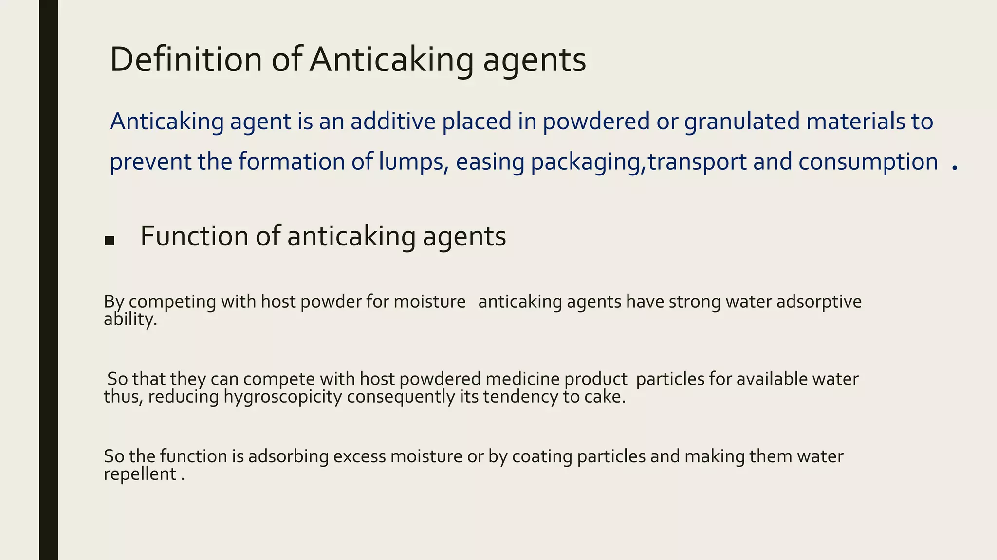 Anticaking agents and Glidants | PPTX