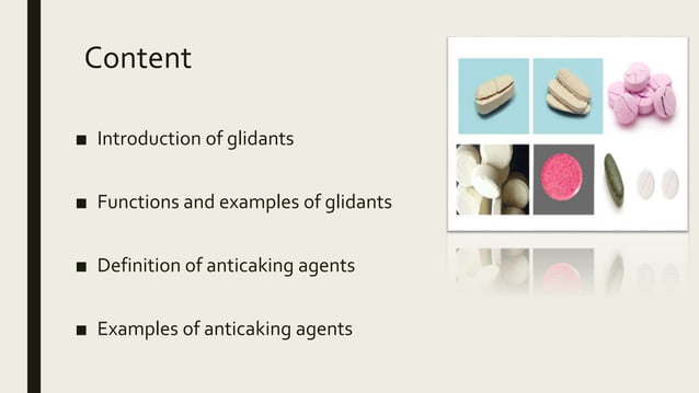 Anticaking agents and Glidants | PPTX | Chemistry | Science