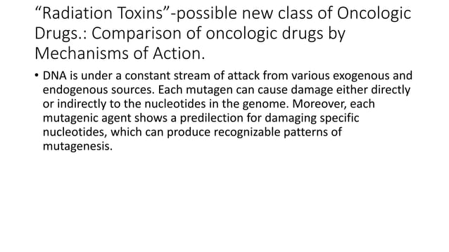 Cytotoxic Therapy. “Radiation Toxins”-possible new class of Anti Cancer ...