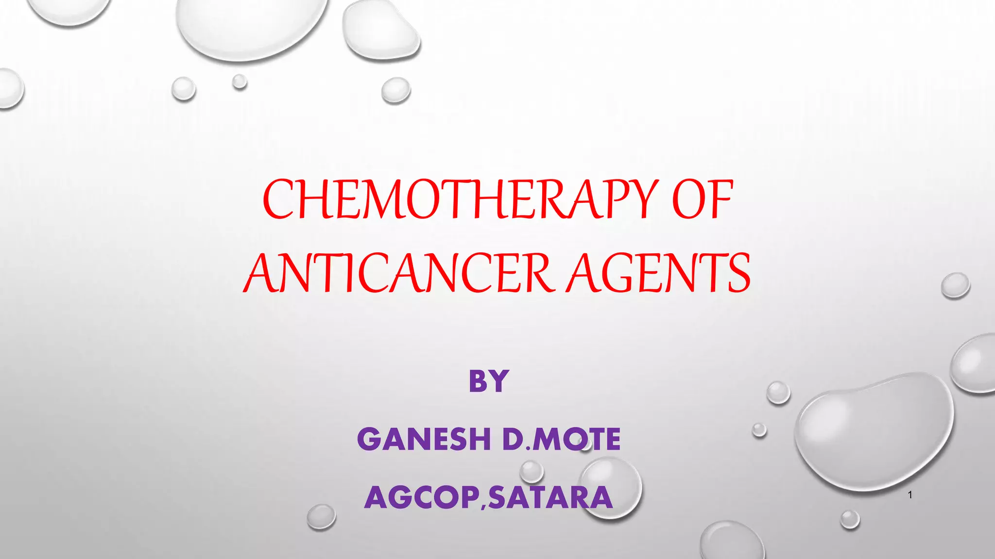 Chemotherapy of Anticancer Agents | PPT