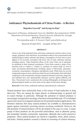 Anticancer phytochemicals of citrus fruits new | PDF