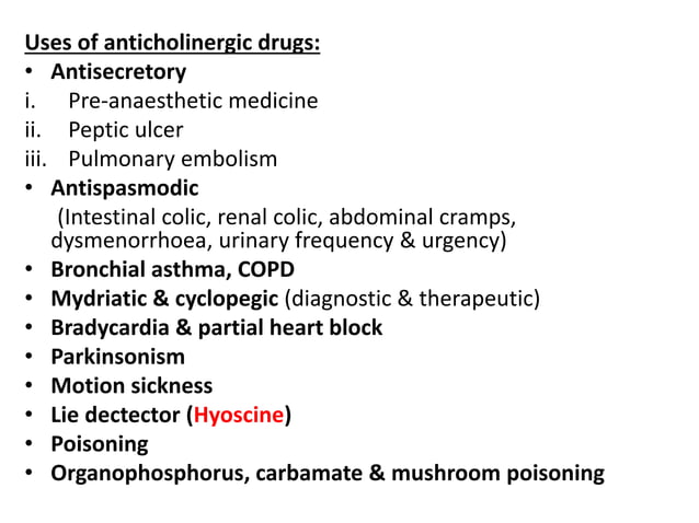 Anticholinergic system and drugs | PPTX | Brain and Nervous System ...