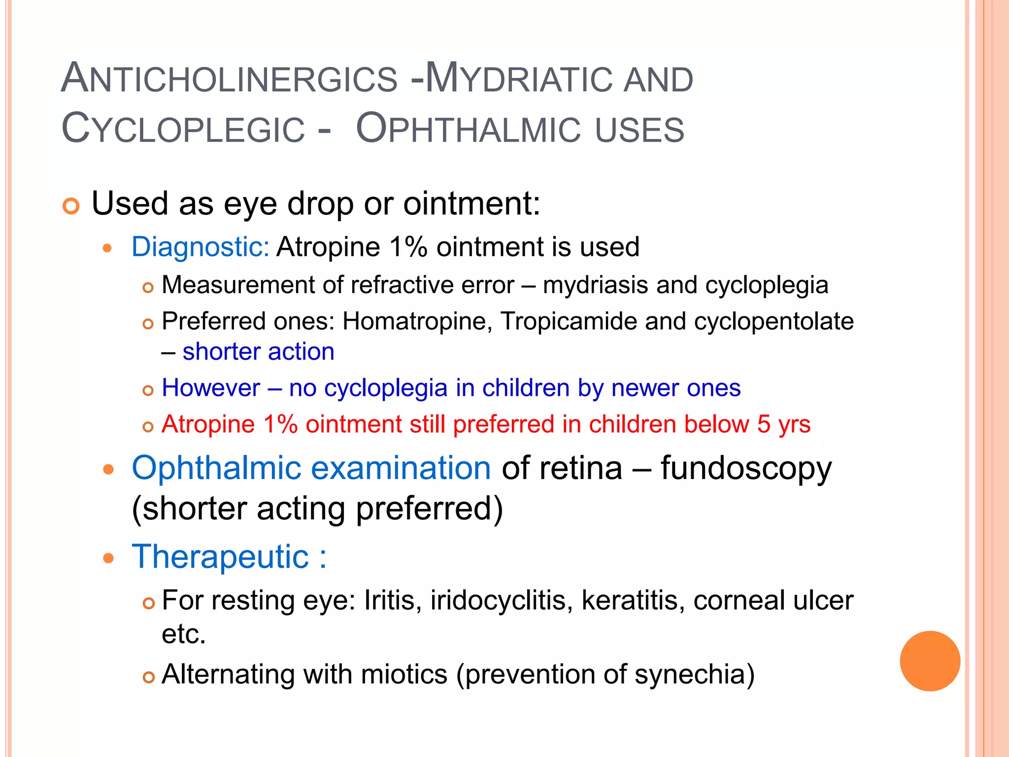 Anticholinergic drugs - pharmacology | PPTX