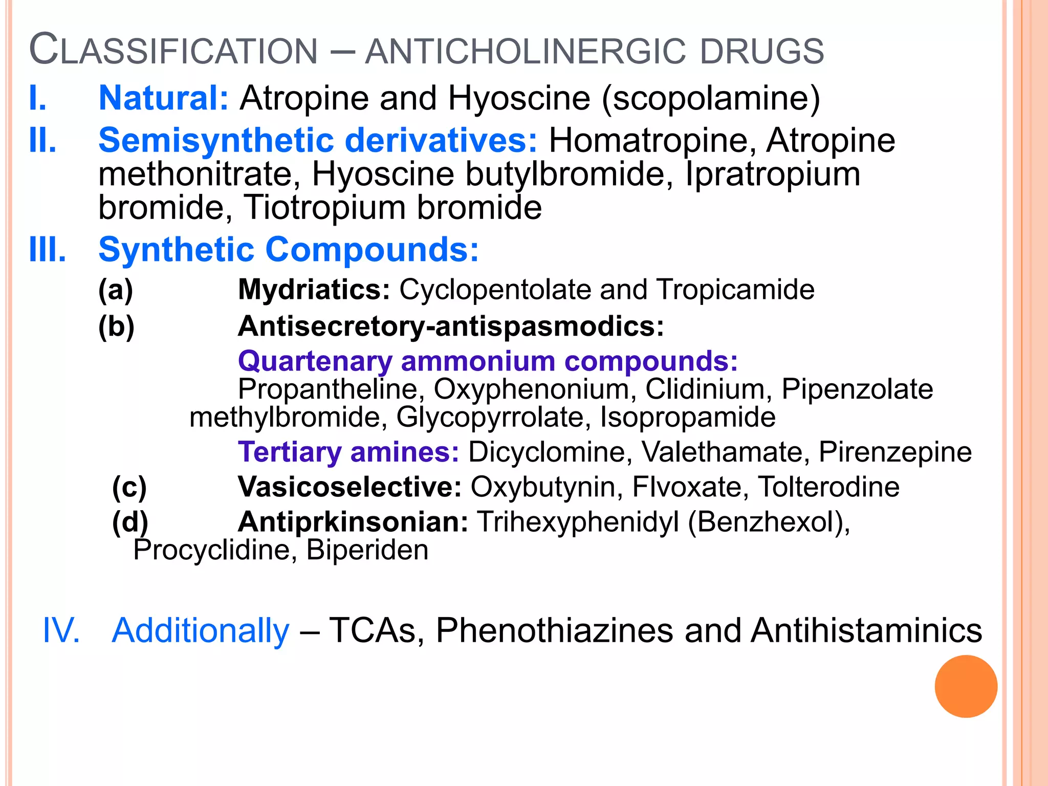 Anticholinergic drugs - pharmacology | PPTX