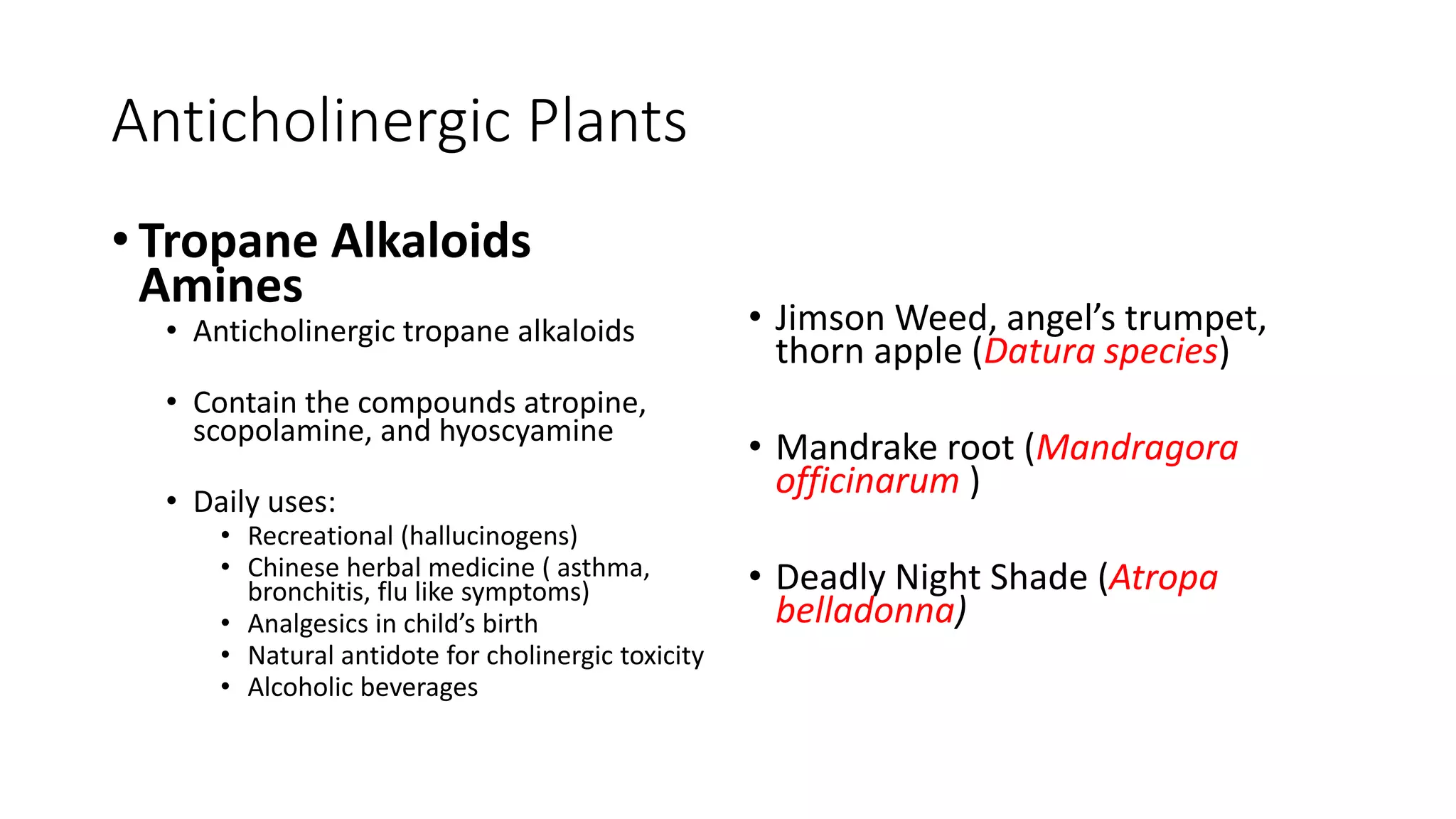 Anticholinergic plant poisoning final | PPTX