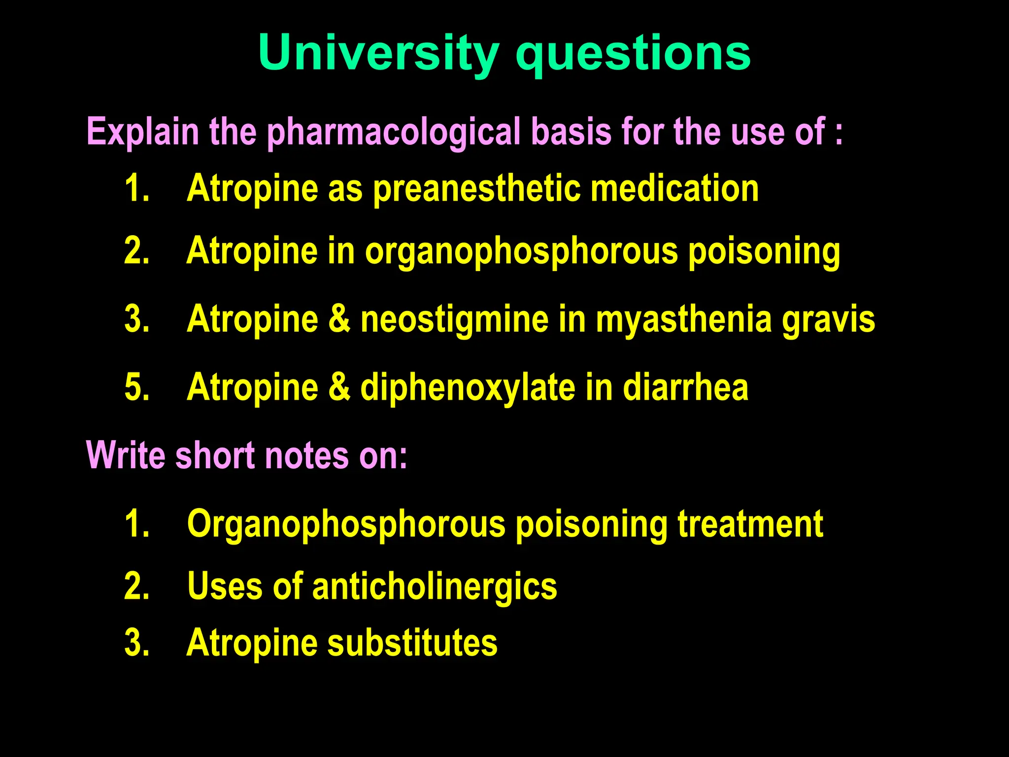 anticholinergic drugs atropine substitute | PPT