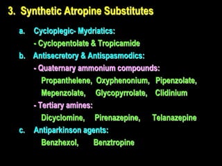anticholinergic drugs atropine substitute | PPT