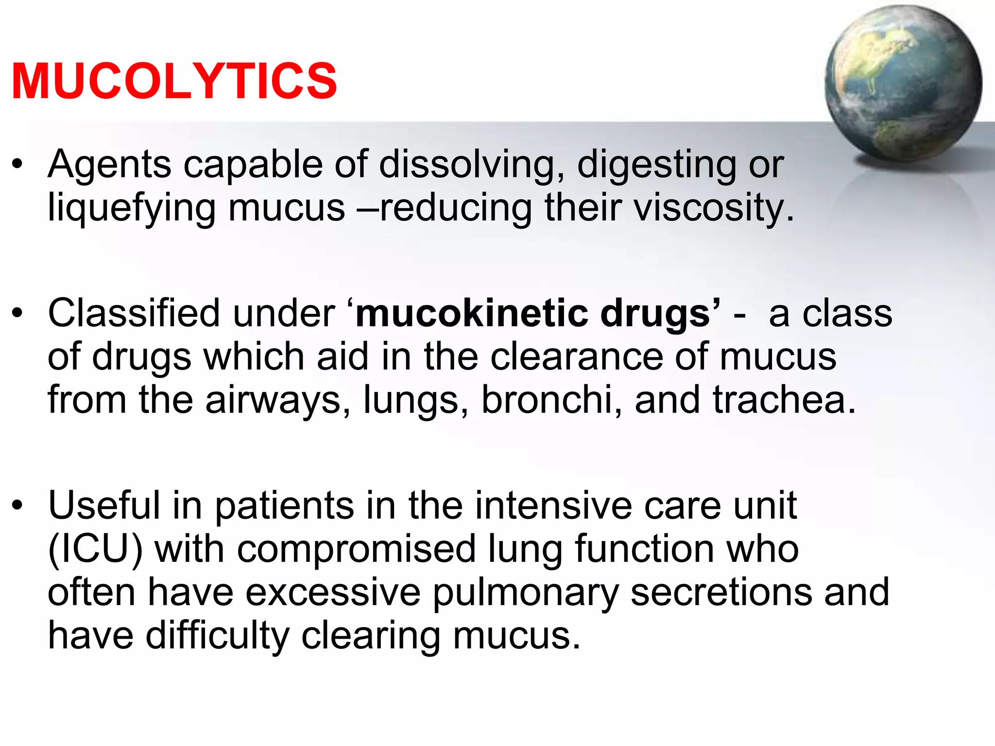 ANTI-CHOLINERGICS & MUCOLYTICS | PPTX