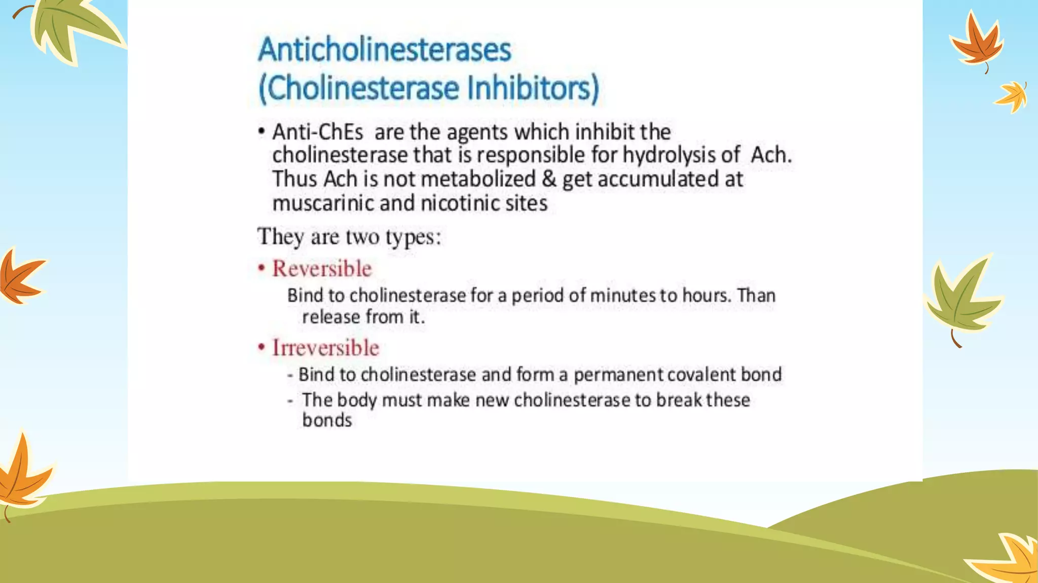PHARMACOLOGY PRESENTATION- TOPIC- ANTICHOLINESTERASE | PPTX