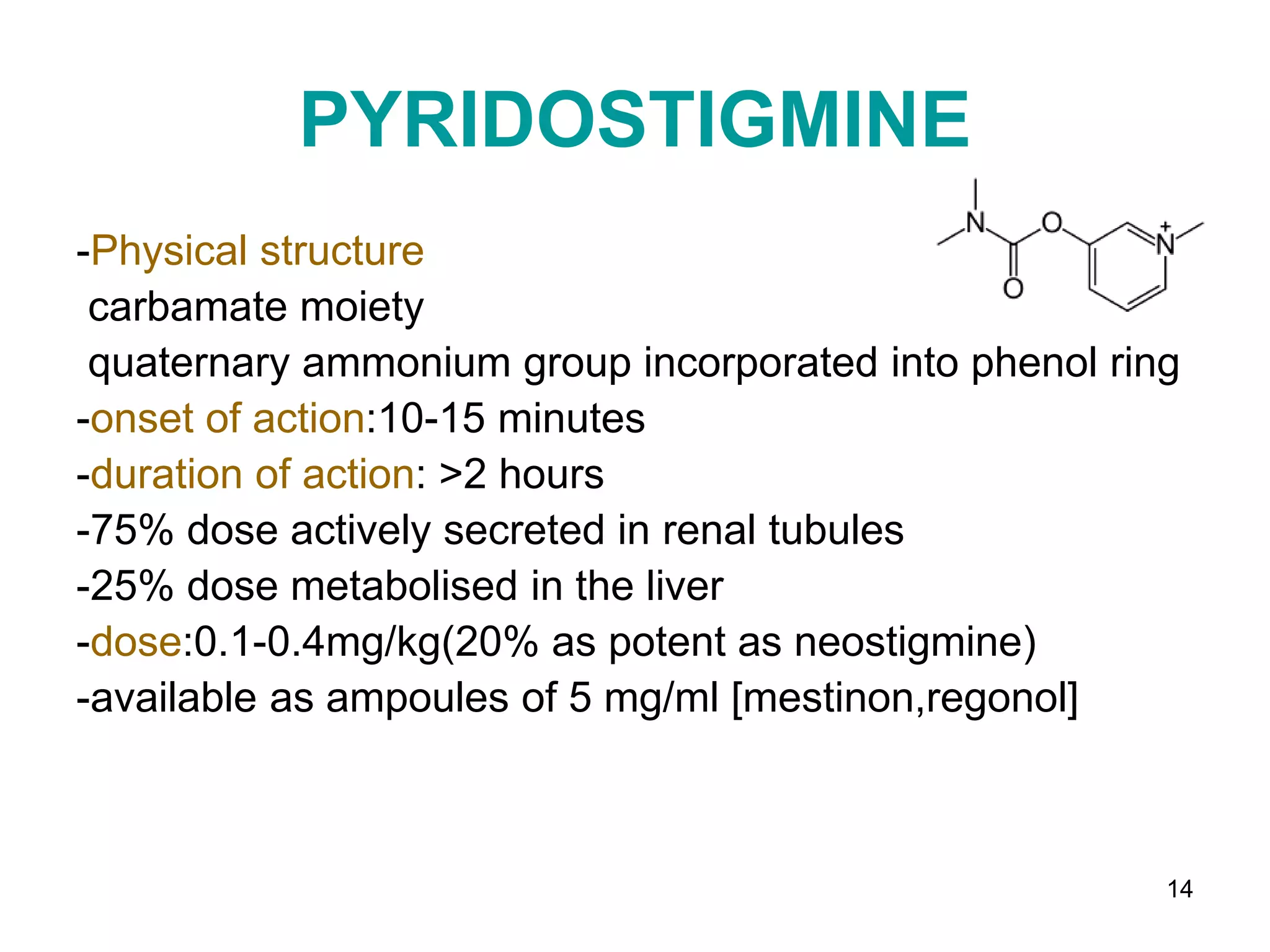 ANTICHOLINESTERASE DRUGS | PPT