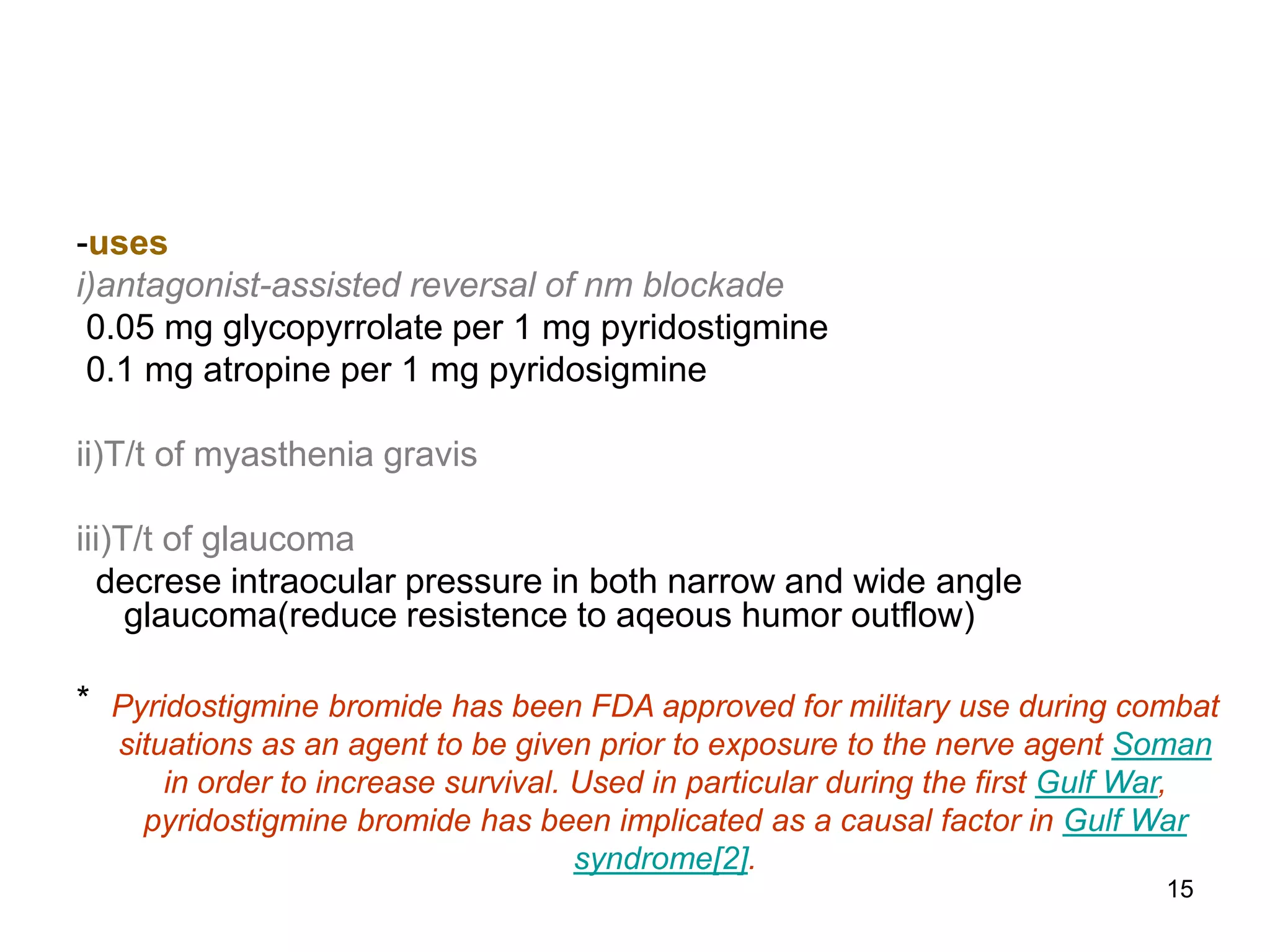 ANTICHOLINESTERASE DRUGS | PPT
