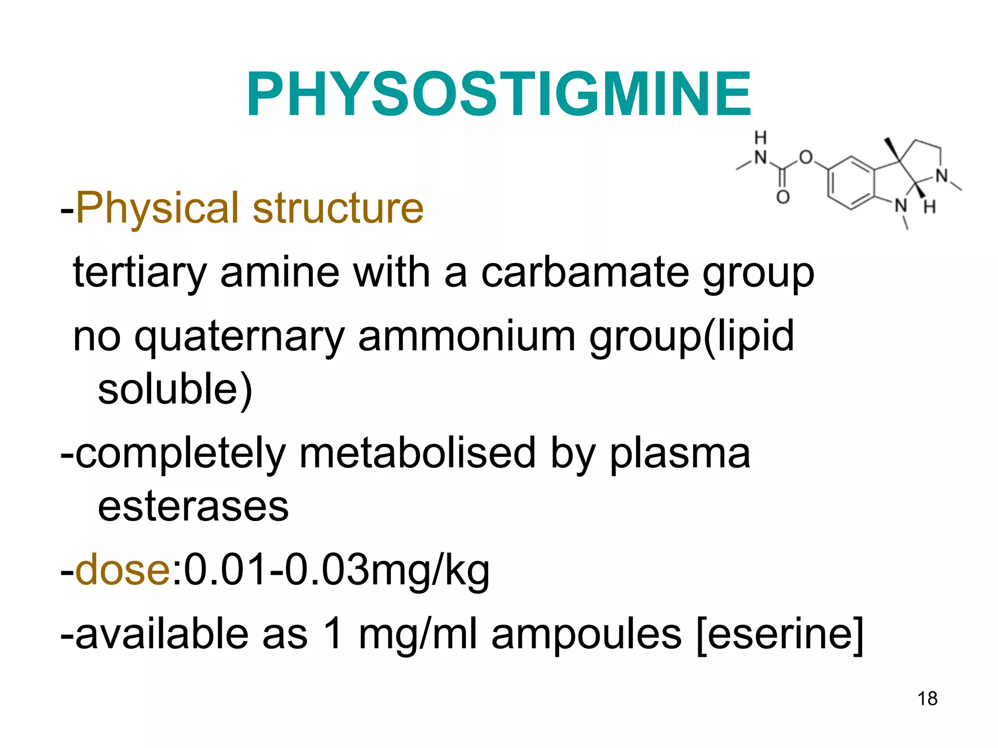 ANTICHOLINESTERASE DRUGS | PPT