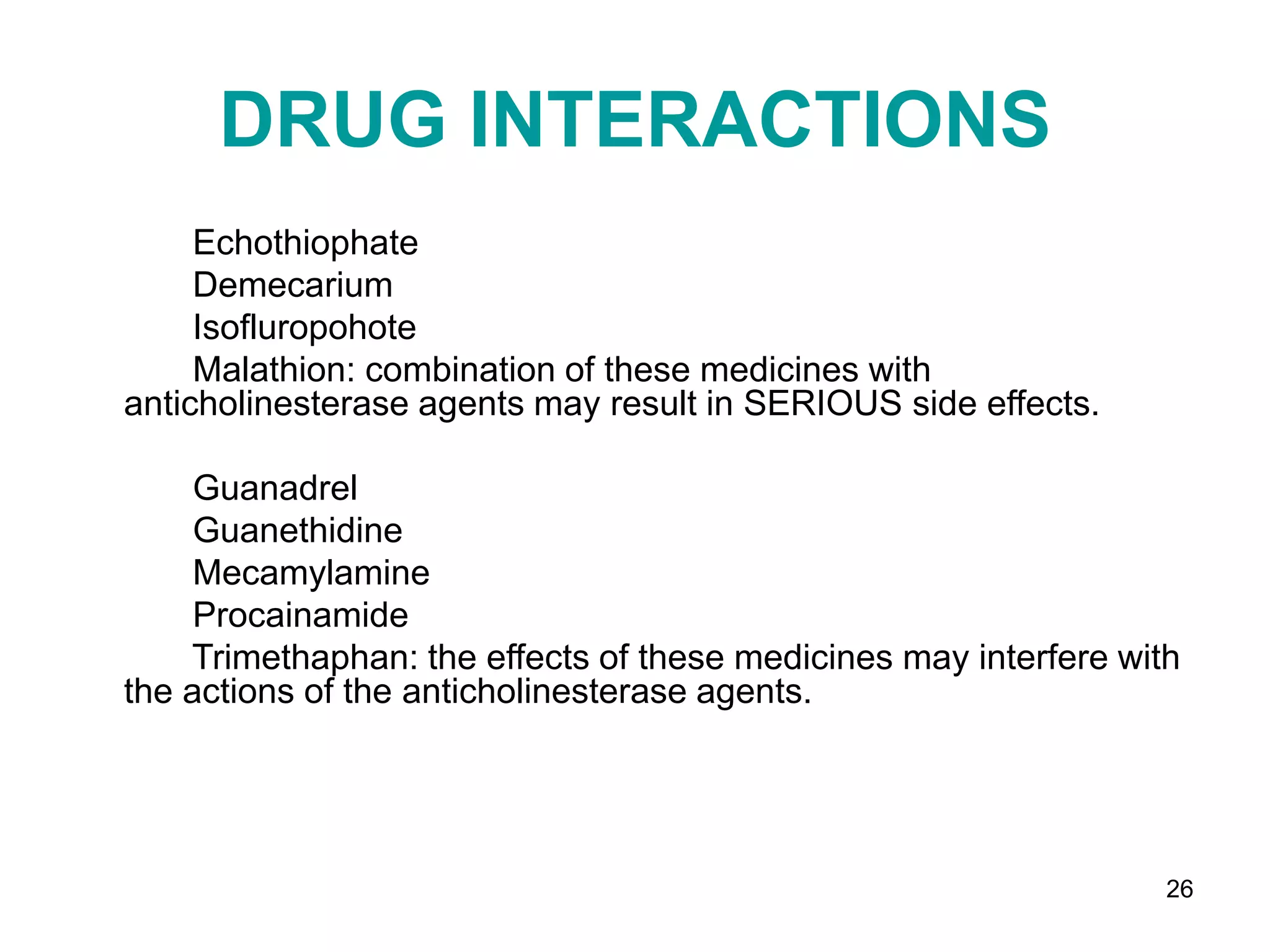 ANTICHOLINESTERASE DRUGS | PPT