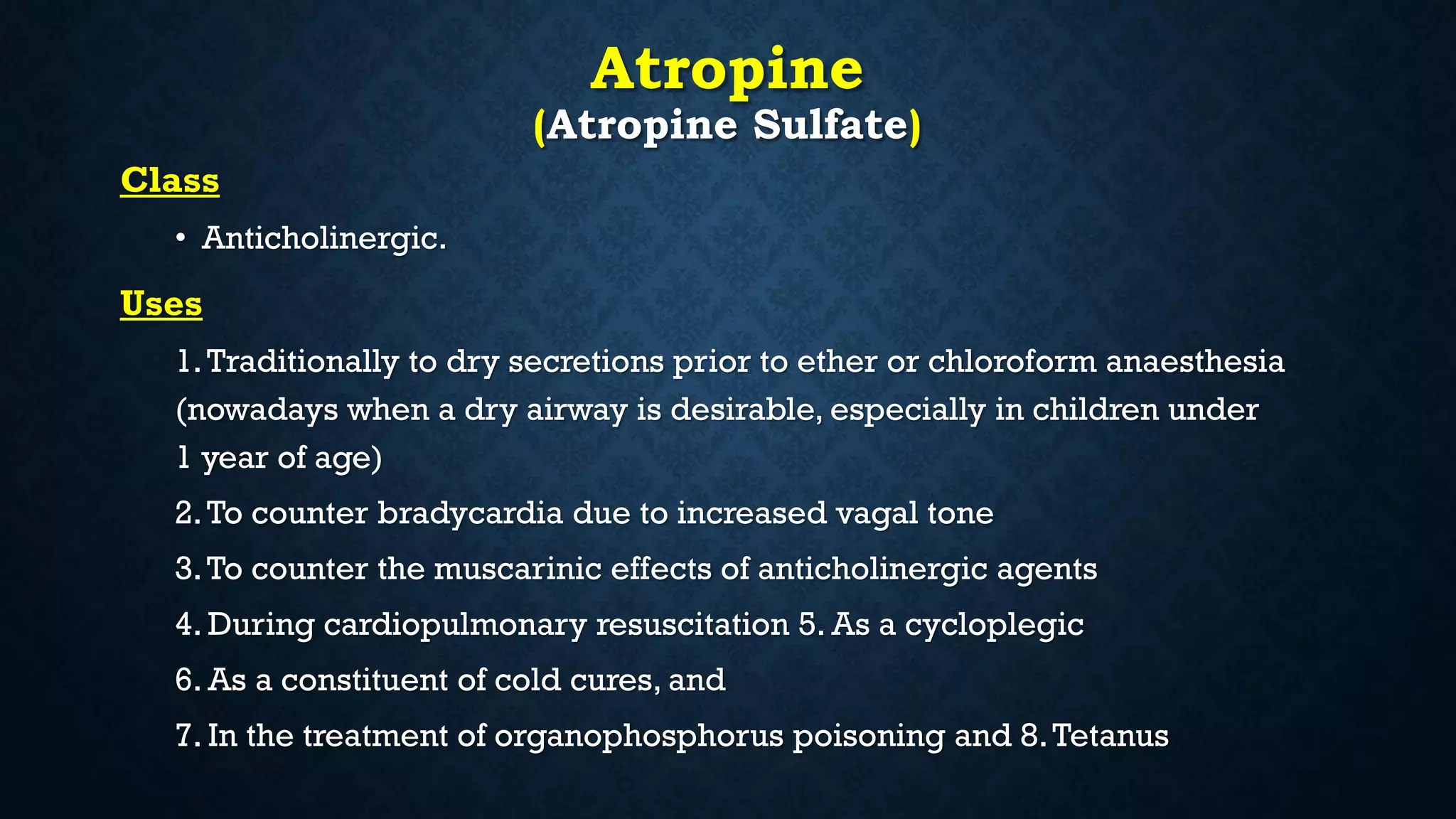 Anticholinesterases & Anticholinergics | PDF