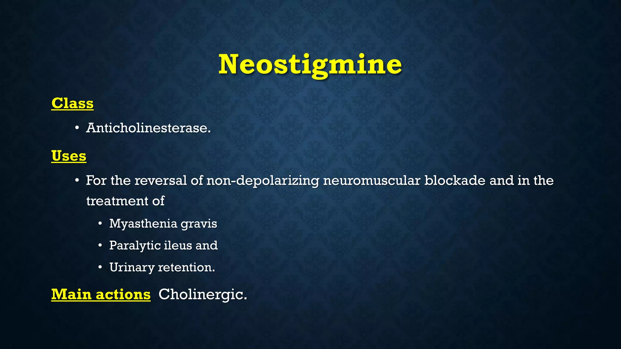 Anticholinesterases & Anticholinergics | PDF
