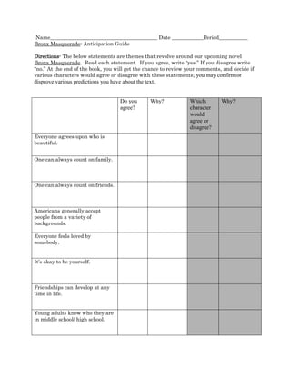 Anticipation guide | PDF