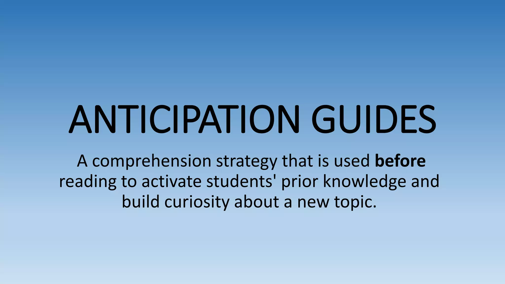 Anticipation guides ppt | PPTX