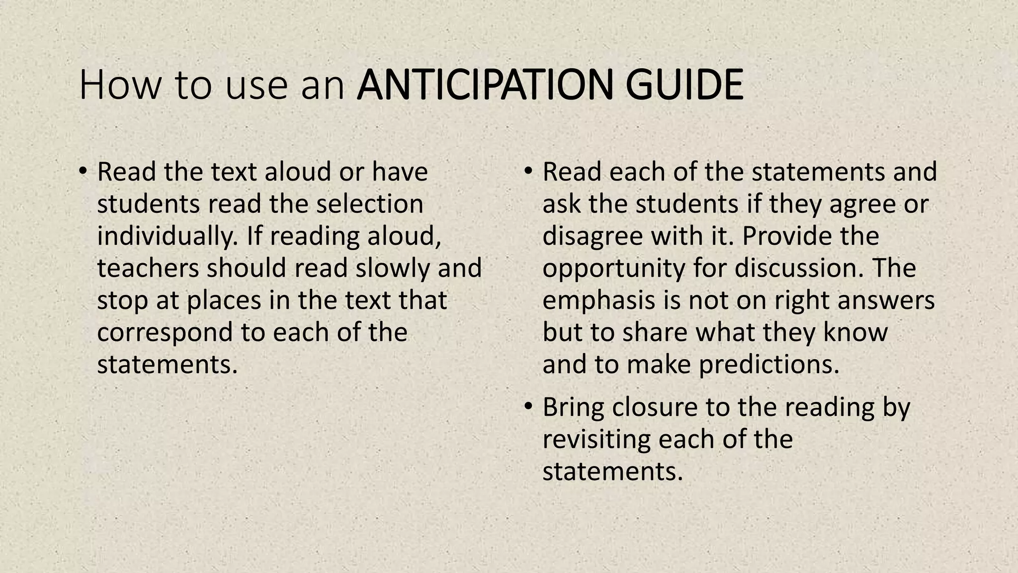 Anticipation guides ppt | PPTX