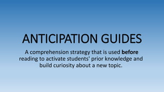 Anticipation guides ppt | PPTX