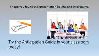 Anticipation guides ppt | PPTX