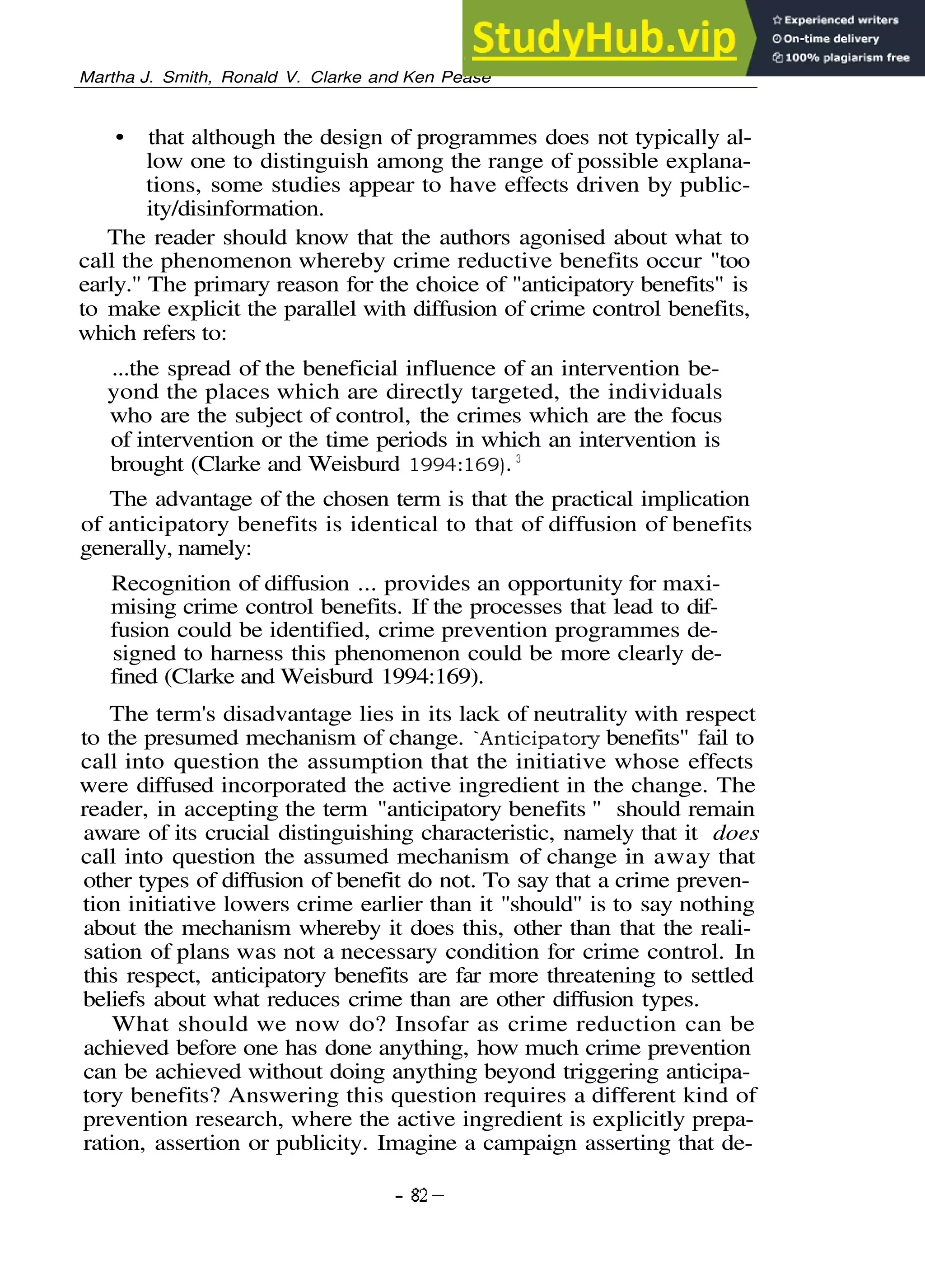 Anticipatory Benefits In Crime Prevention | PDF