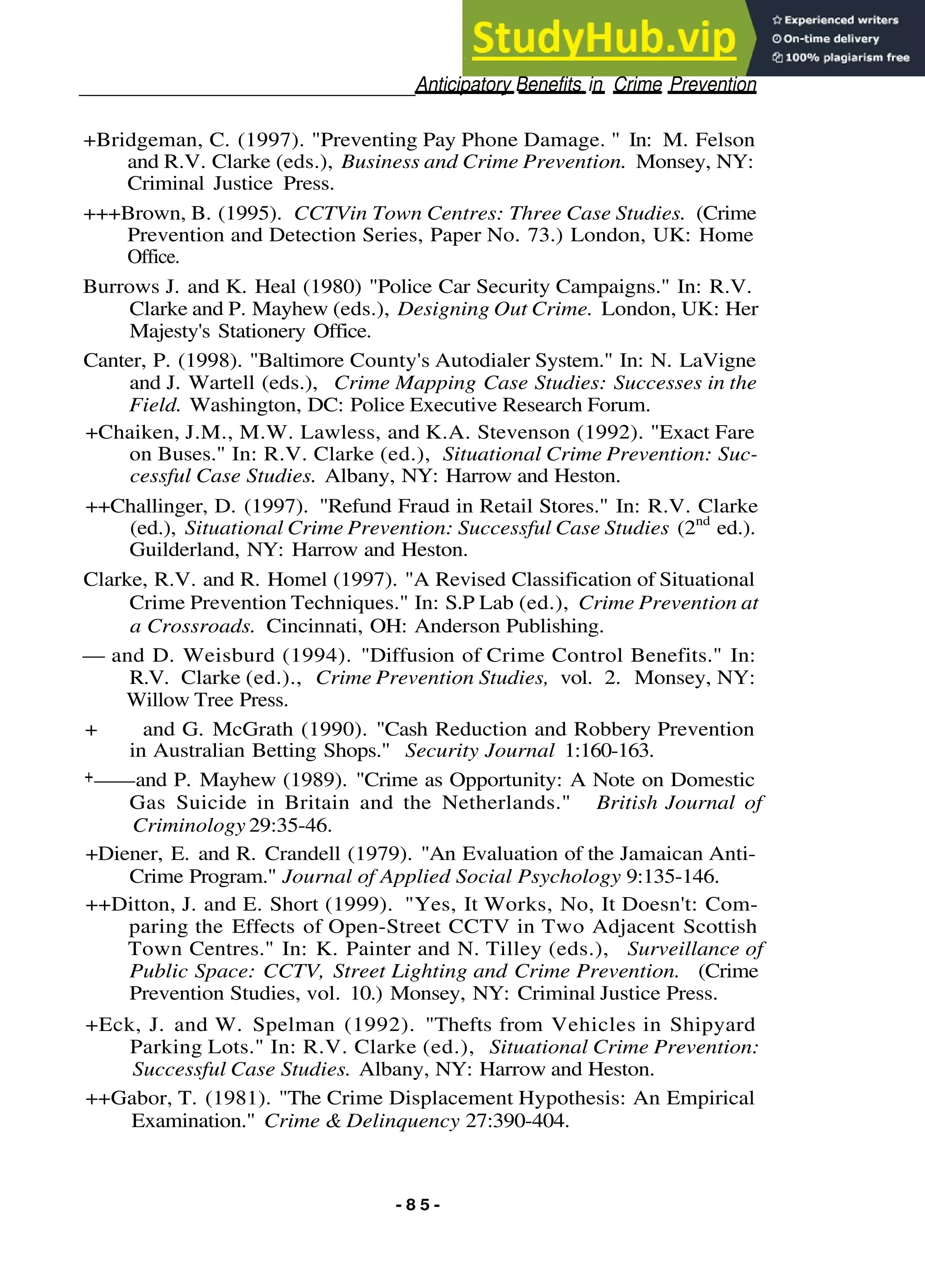 Anticipatory Benefits In Crime Prevention | PDF