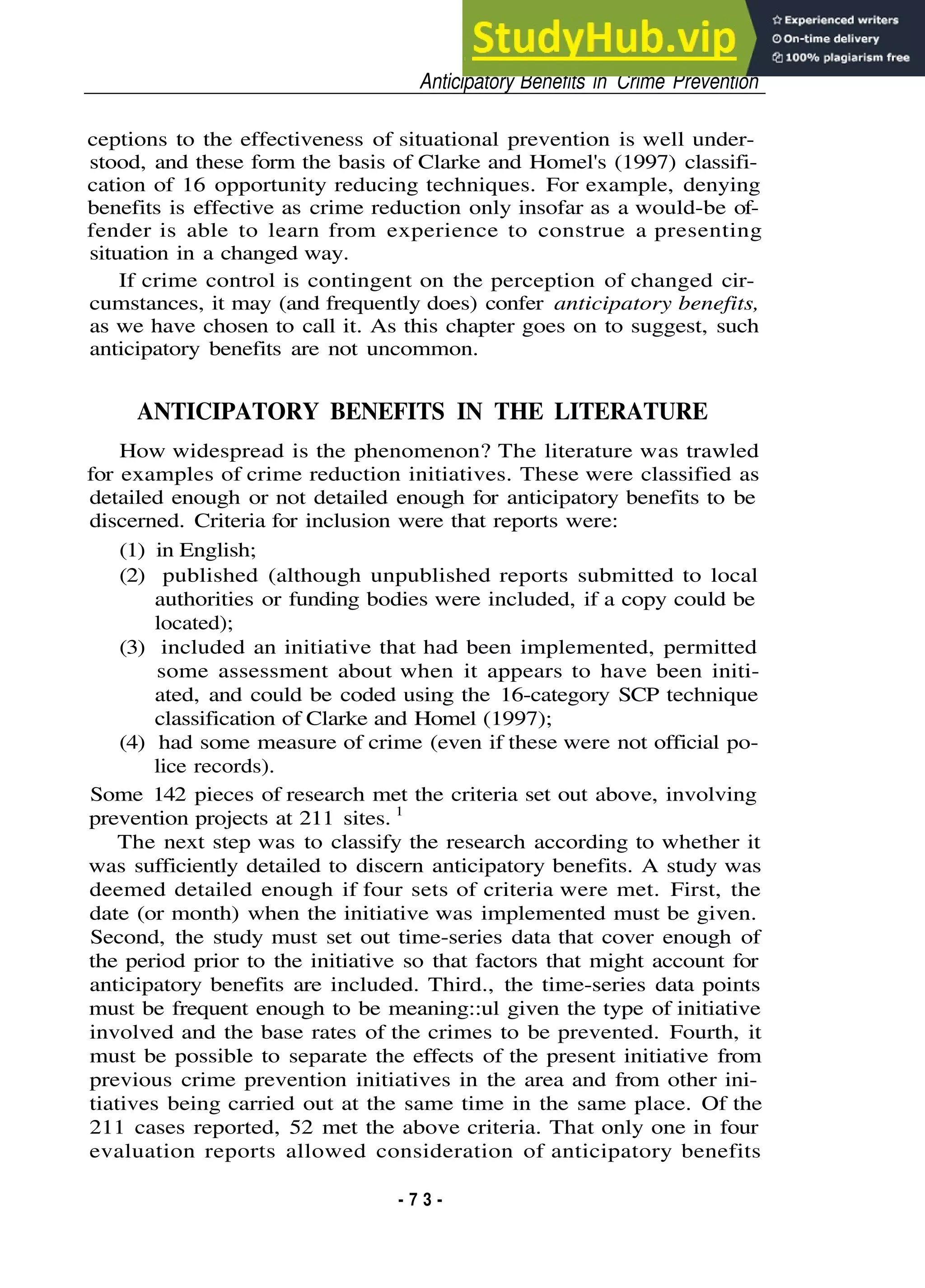 Anticipatory Benefits In Crime Prevention | PDF