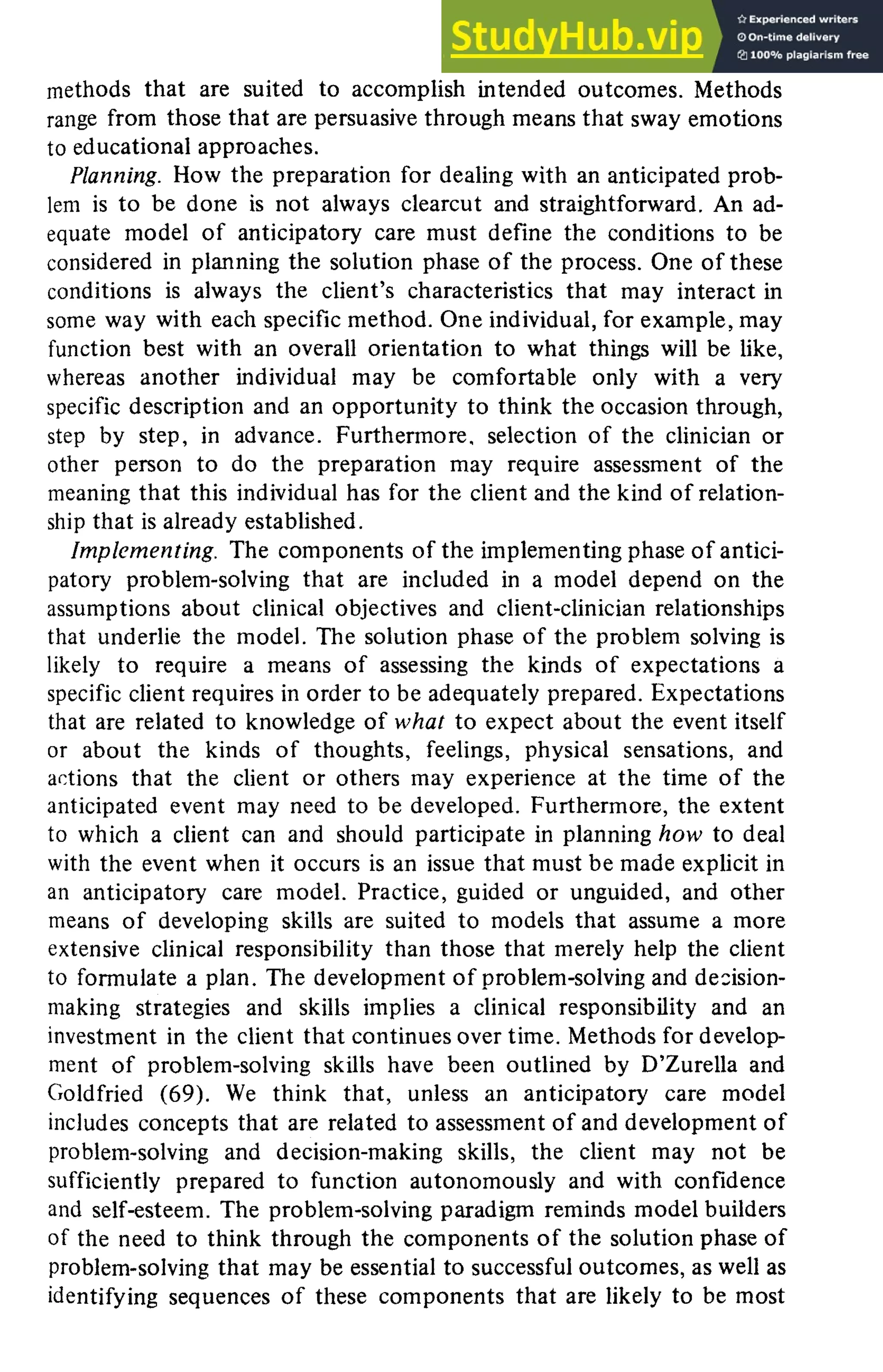 Anticipatory Problem Solving Models For Clinical Practice And Research ...