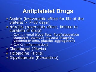 Anticoagulant and antiplatelet drugs | PPTX