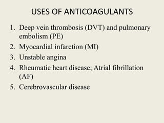 Anticoagulants class ppt for pharmacy students | PPTX