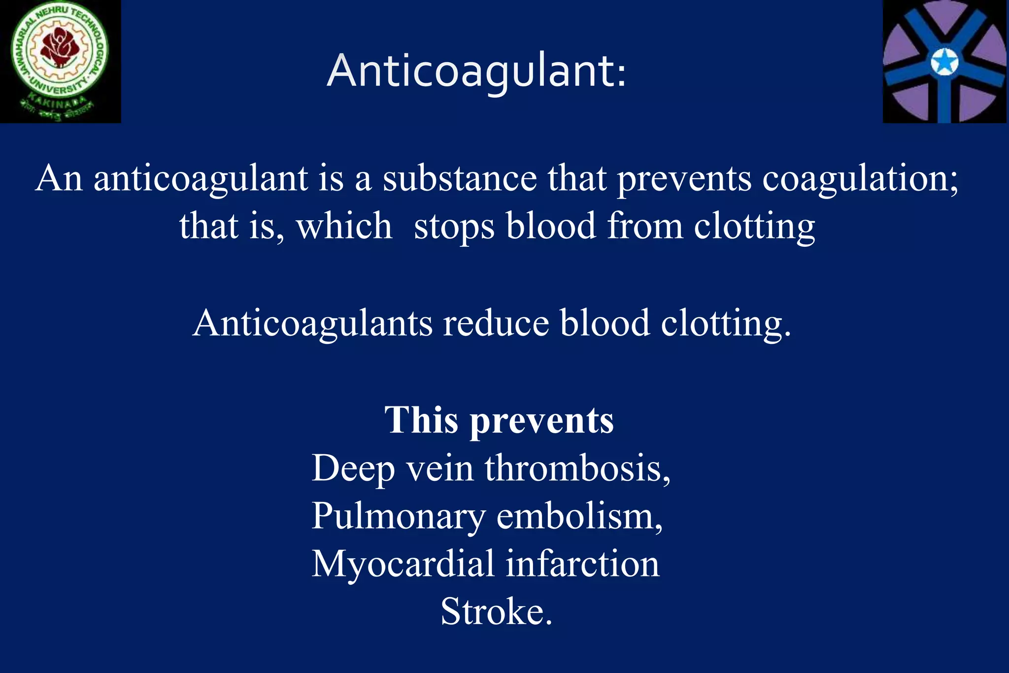 Pharmacology of Anticoagulants | PPTX